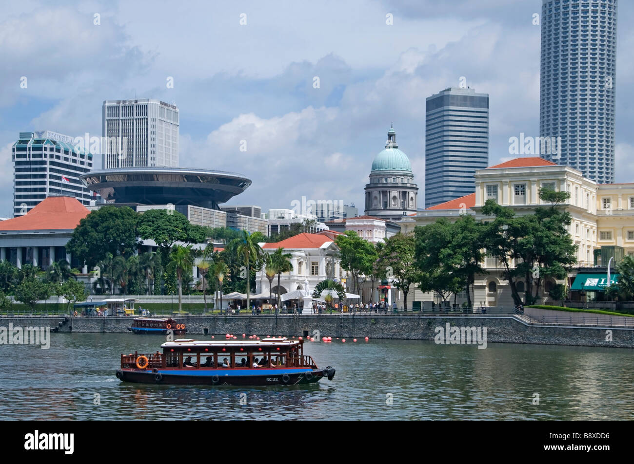 Singapore river Colonial District Raffles Landing site north boat quay ...