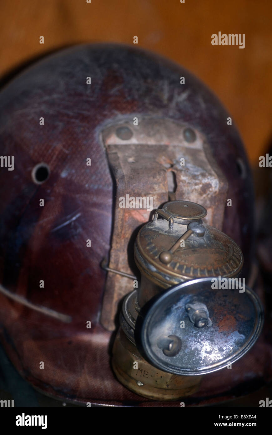 Old Miners Helmet and Light Stock Photo - Alamy