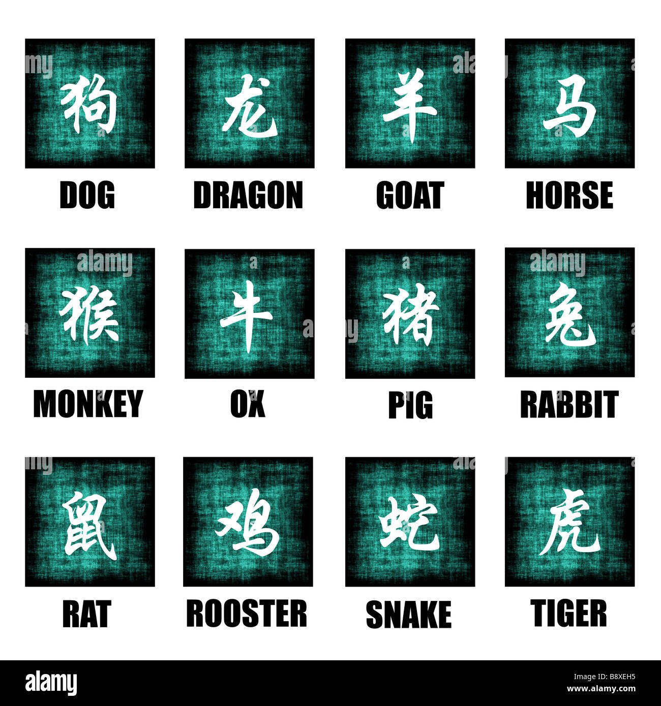 Chinese Zodiac Animals Lunar Astrology Art Set Stock Photo - Alamy