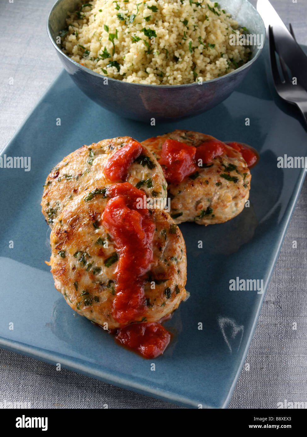 Chicken chickpea burger bowl couscous hi-res stock photography and ...