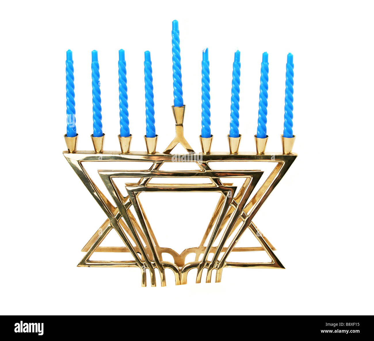 Jewish menorah for Chanukah isolated on white Stock Photo - Alamy