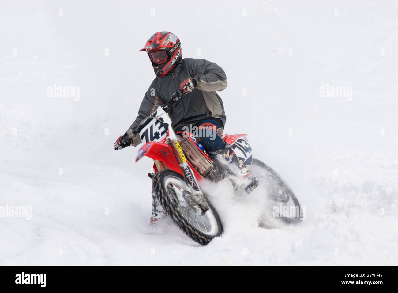 Winter races of motorcyclists It is photographed on a white background ...