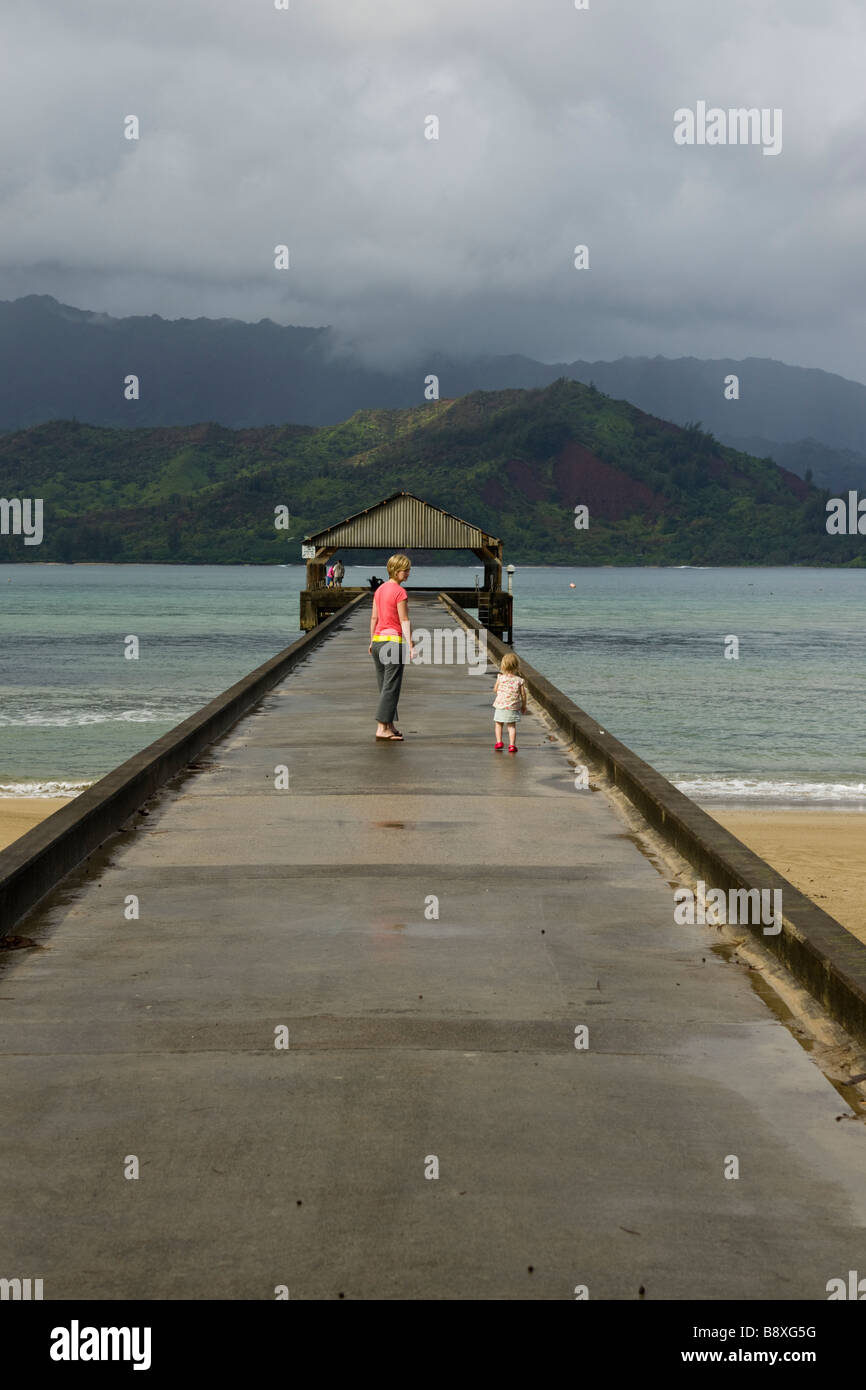 Pier at Hanalei Bay Kauai Hawaii USA Stock Photo - Alamy