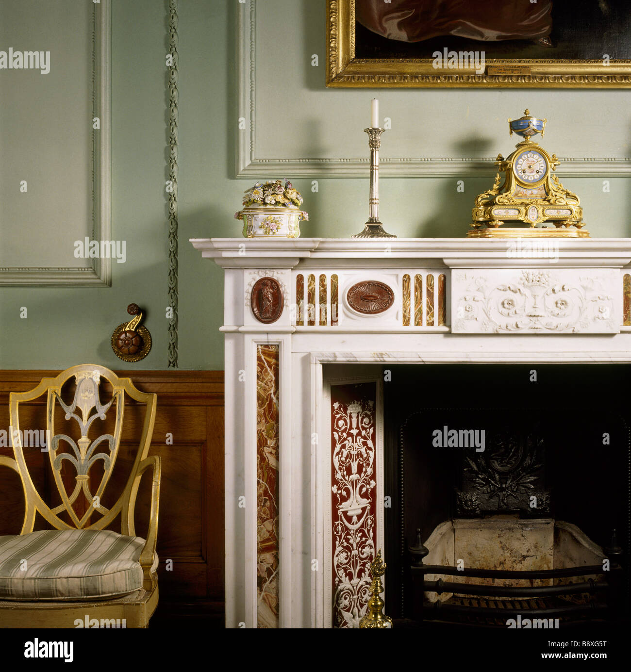 The marble chimney piece in the Drawing Room installed by Salvin in the ...