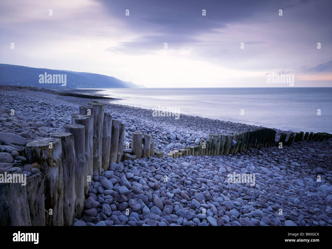 A view of Bossington Beach looking west taken in the early morning ...