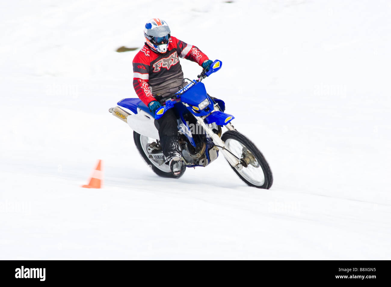 Winter races of motorcyclists It is photographed on a white background ...