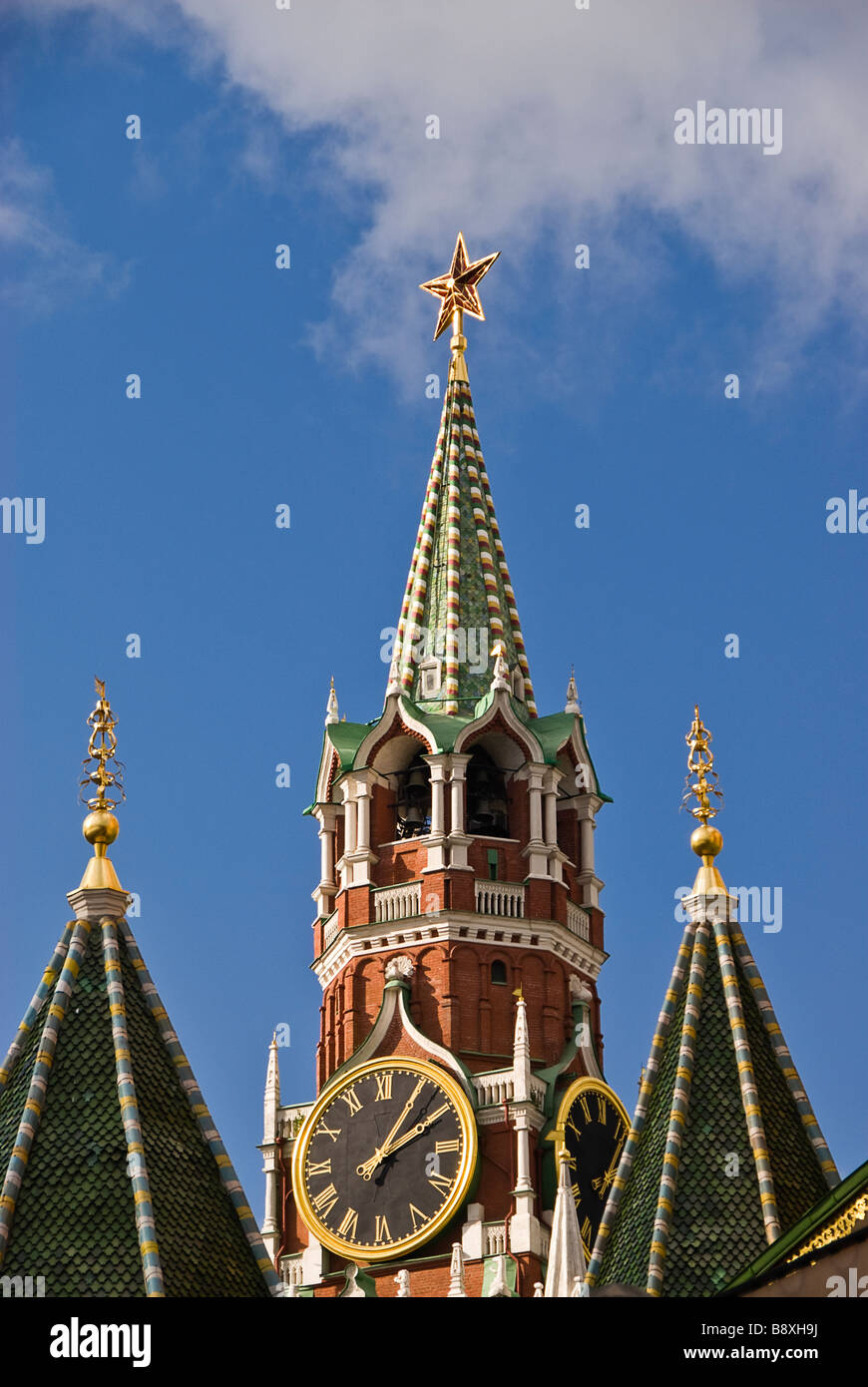 Remains of the communist architecture. Belfry with red star, Red Square ...