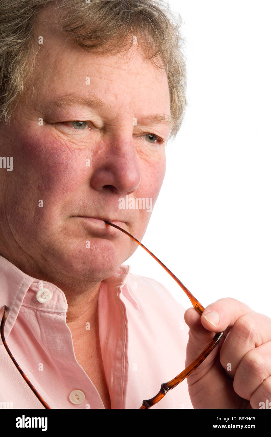 middle aged man in thought handsome good looking senior Stock Photo - Alamy