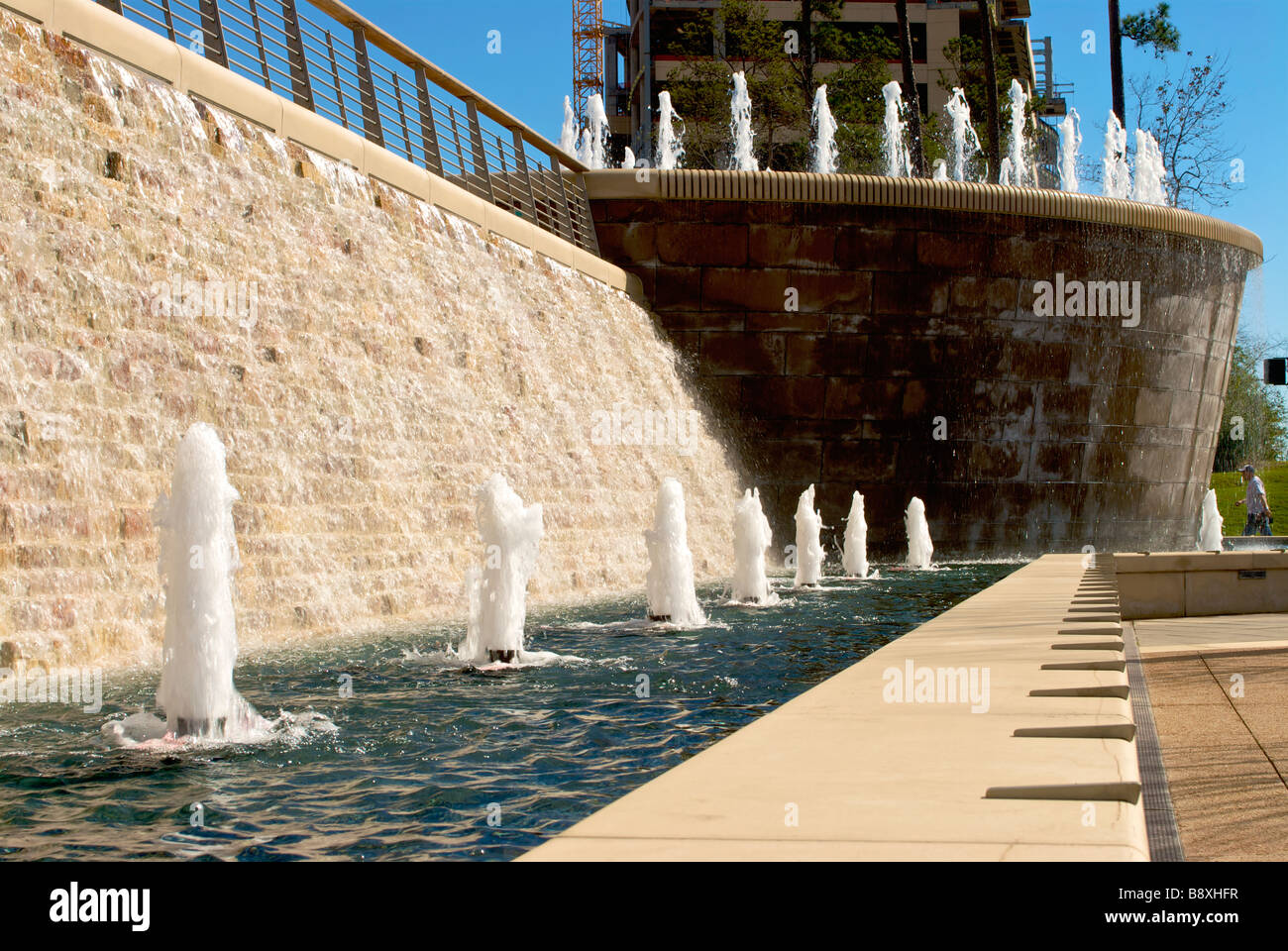 The fountains at Water Square Park in The Woodlands, Texas. Every 15 ...