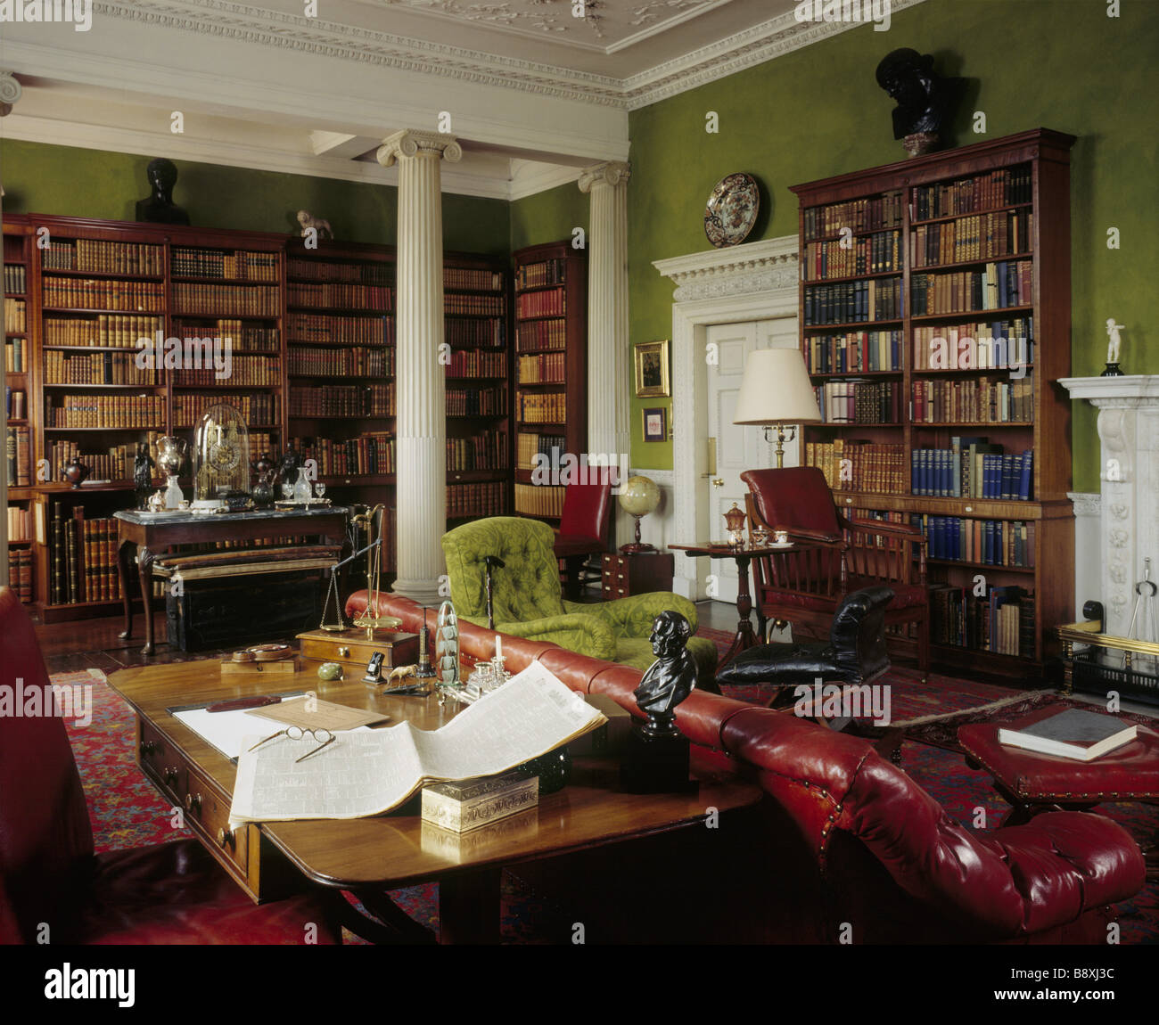 The interior of the Library at Wallington with its fine collection of ...