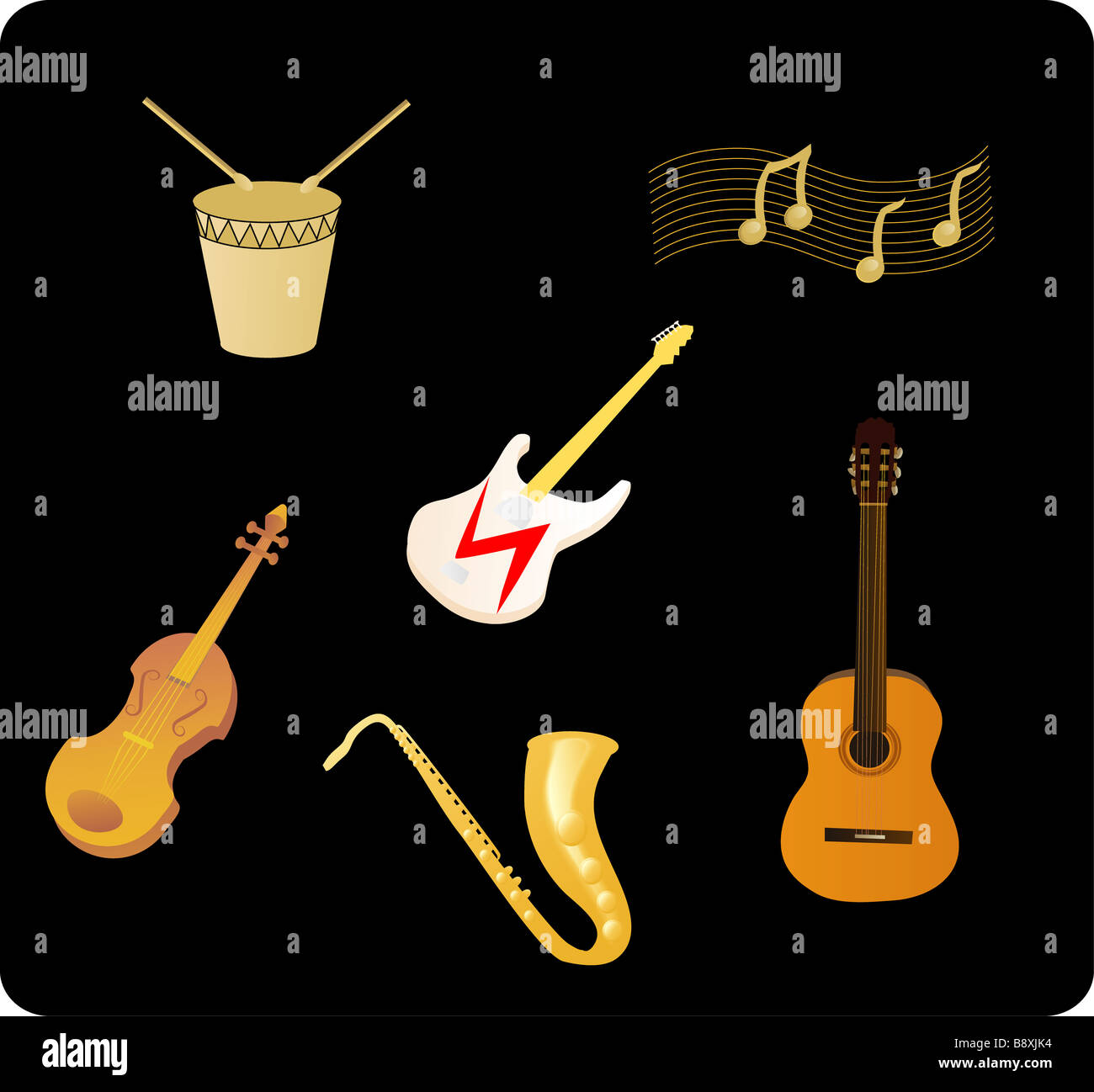 vector illustration of various musical instruments Stock Photo - Alamy