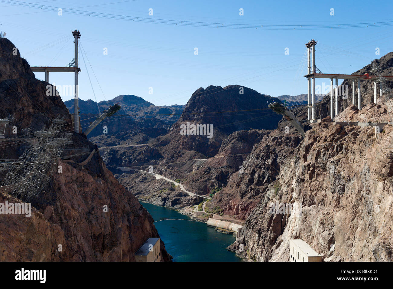 Construction of the Colorado River Bridge bypassing the Hoover Dam, US ...