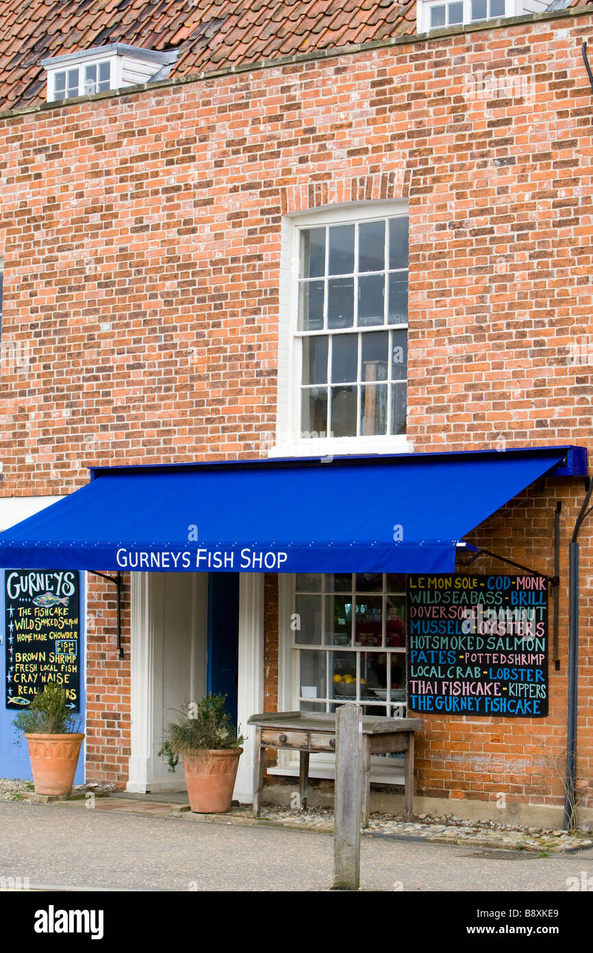 Village shop, Gurneys Fish Shop Burnham Market North Norfolk UK Stock ...