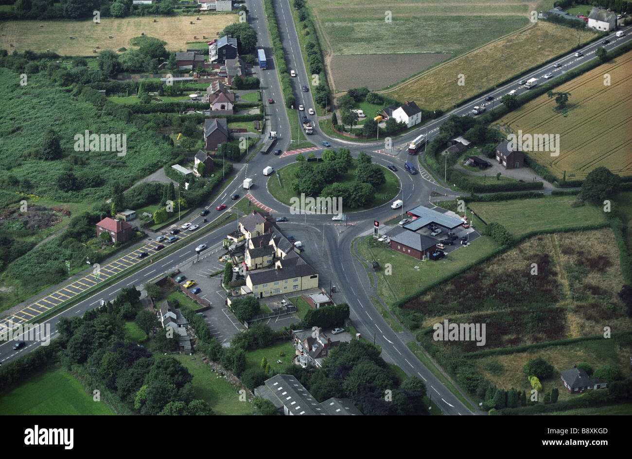 Aerial view of Muckley Corner on the A5 at Lichfield Staffordshire ...