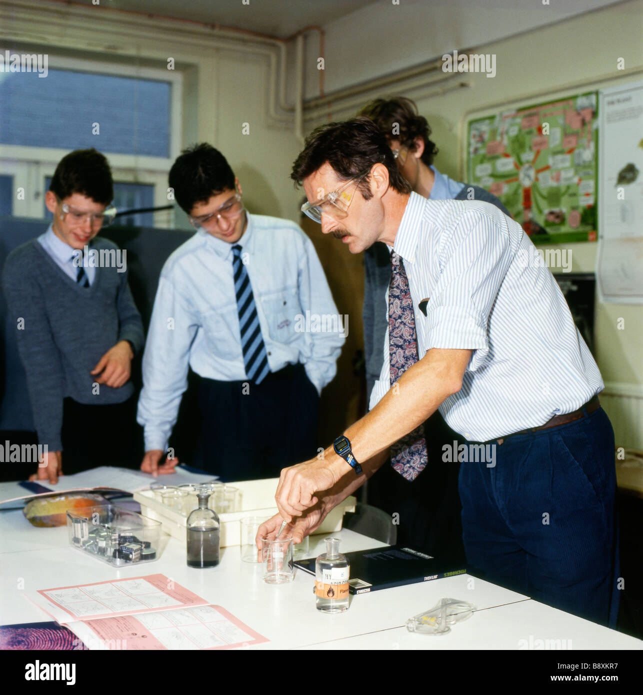 Science teacher and pupils during a lesson at Ysgol Pantycelyn ... Science teacher and pupils during a lesson at Ysgol Pantycelyn ...
