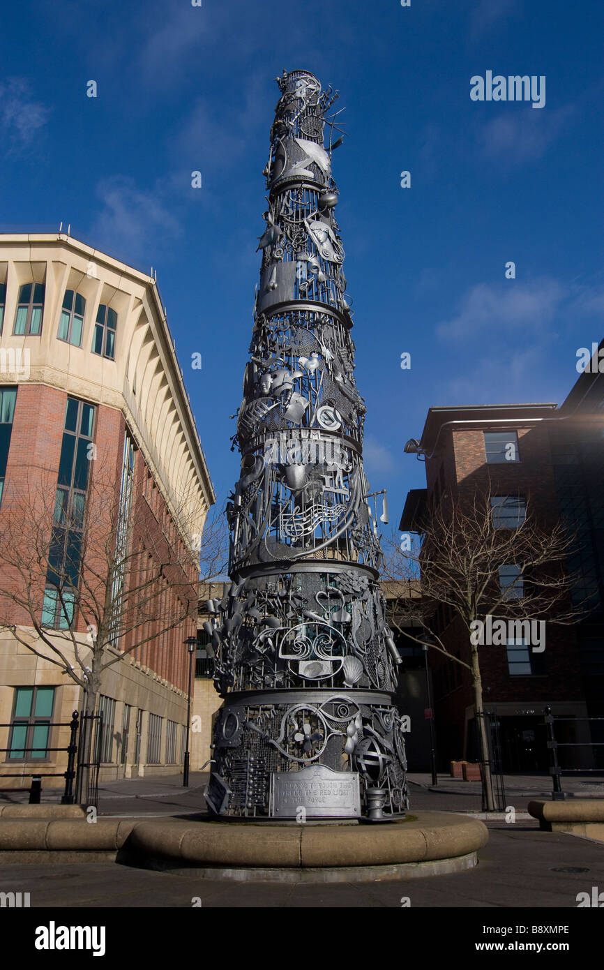 Pile of Modern art called Blacksmiths needle on newcastle Quayside ...