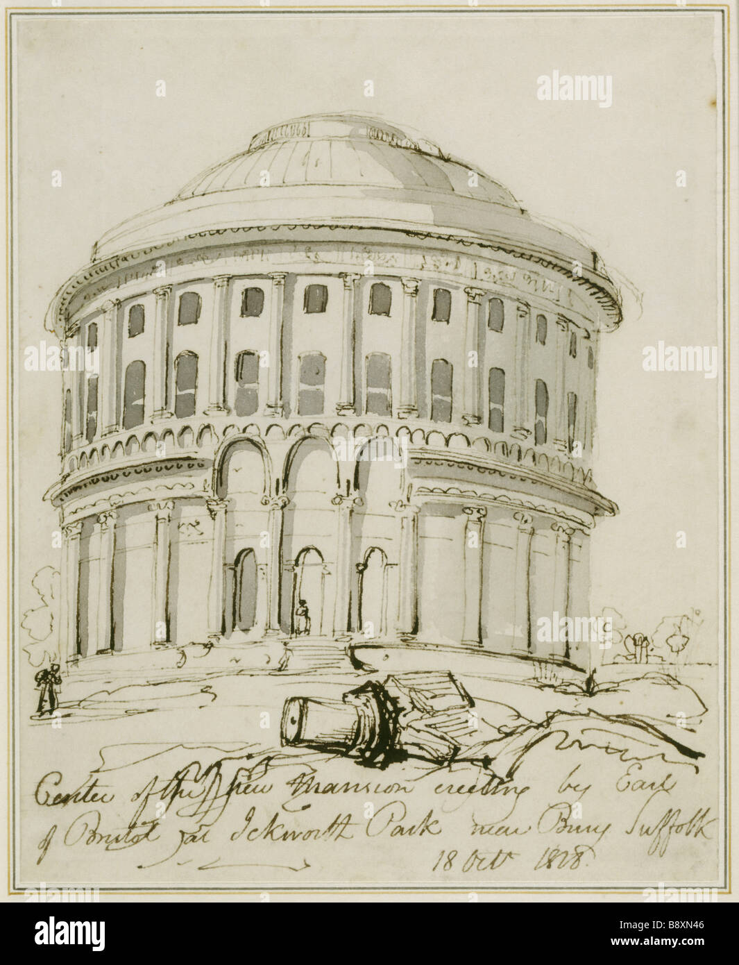 Pen and ink drawing of the Rotunda at Ickworth It is dated 18th October ...