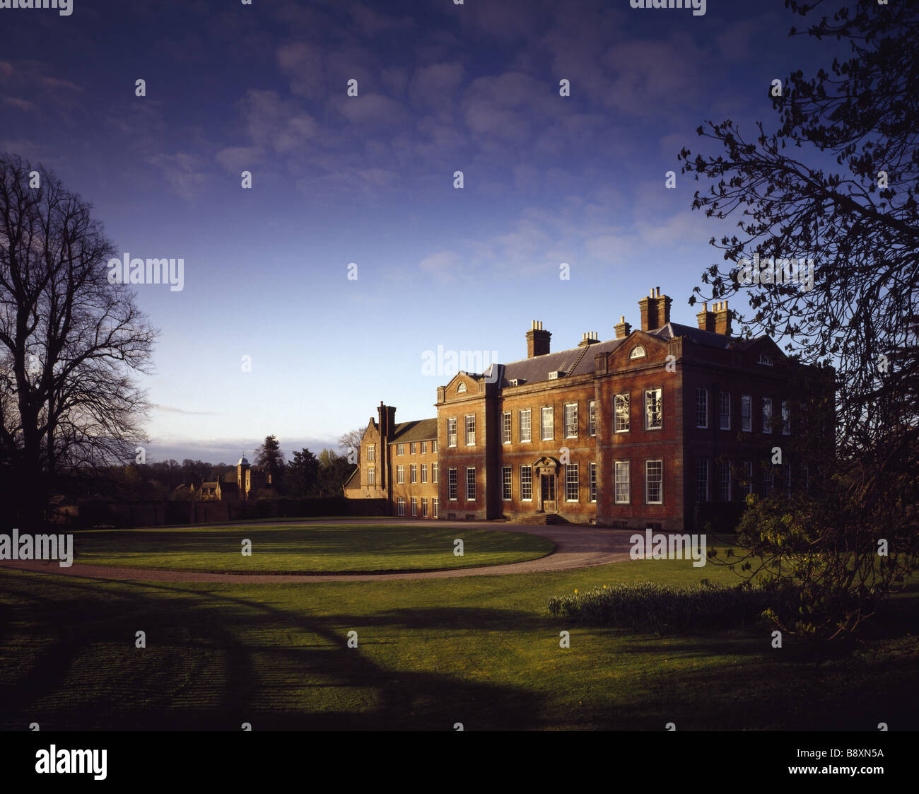 Sunlight and shadows bathe the East Front of Dudmaston Hall as the ...