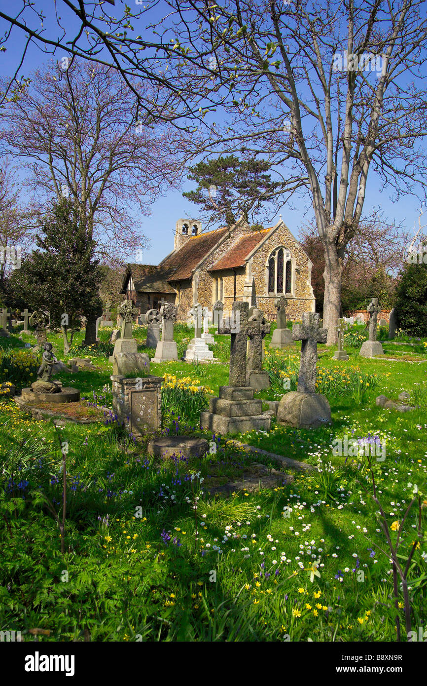 Rural English stone church and grounds in spring Stock Photo - Alamy