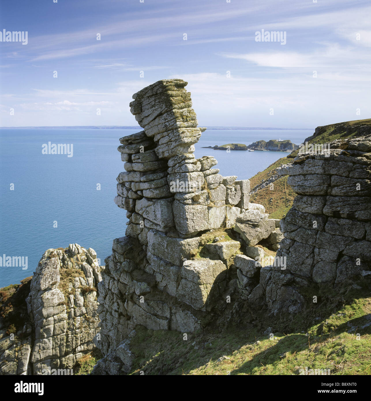 Lundy Island View of a granite stack feature on the upper east side of ...