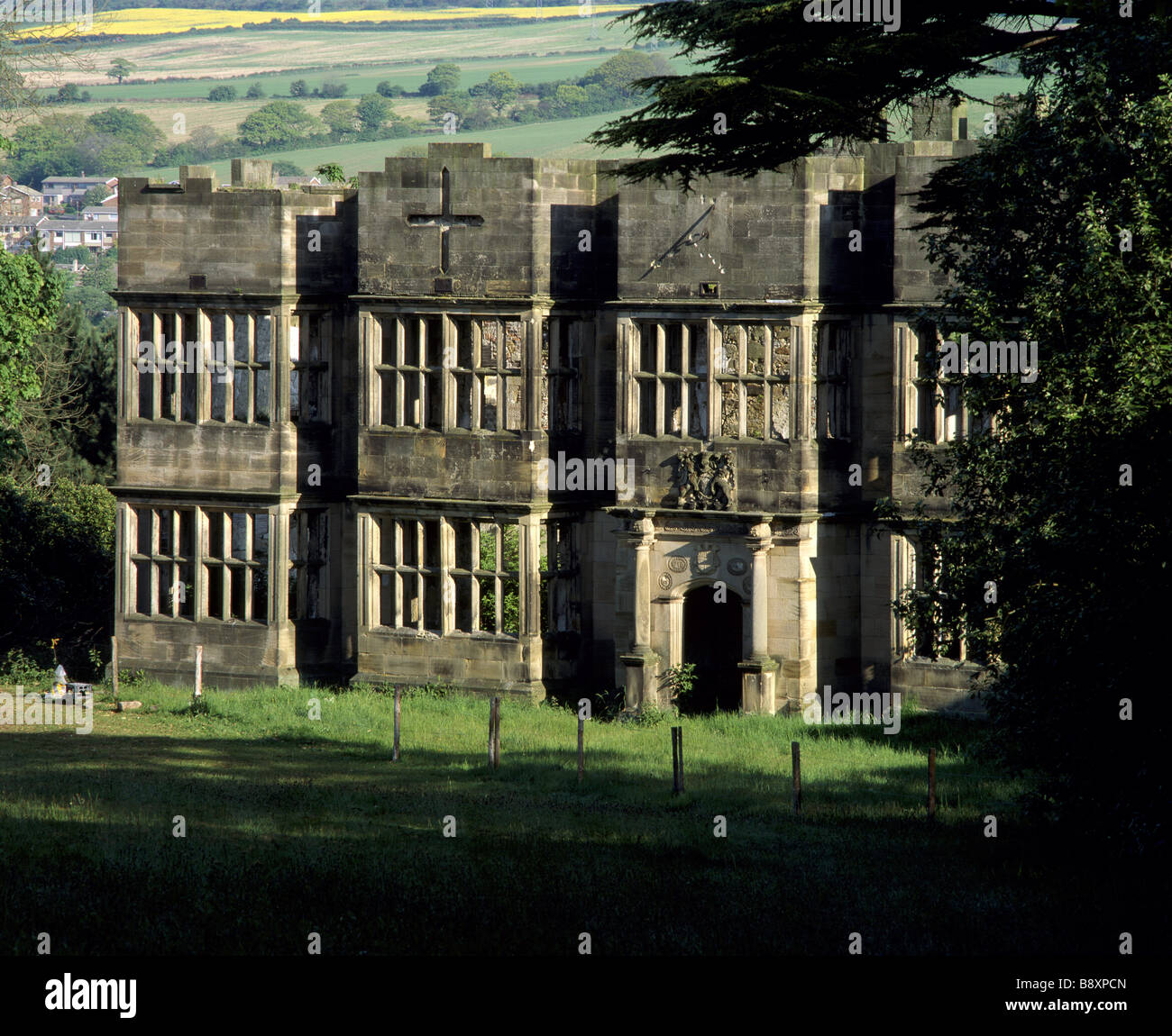 The ruins of the South East front of Gibside Hall in the early morning ...