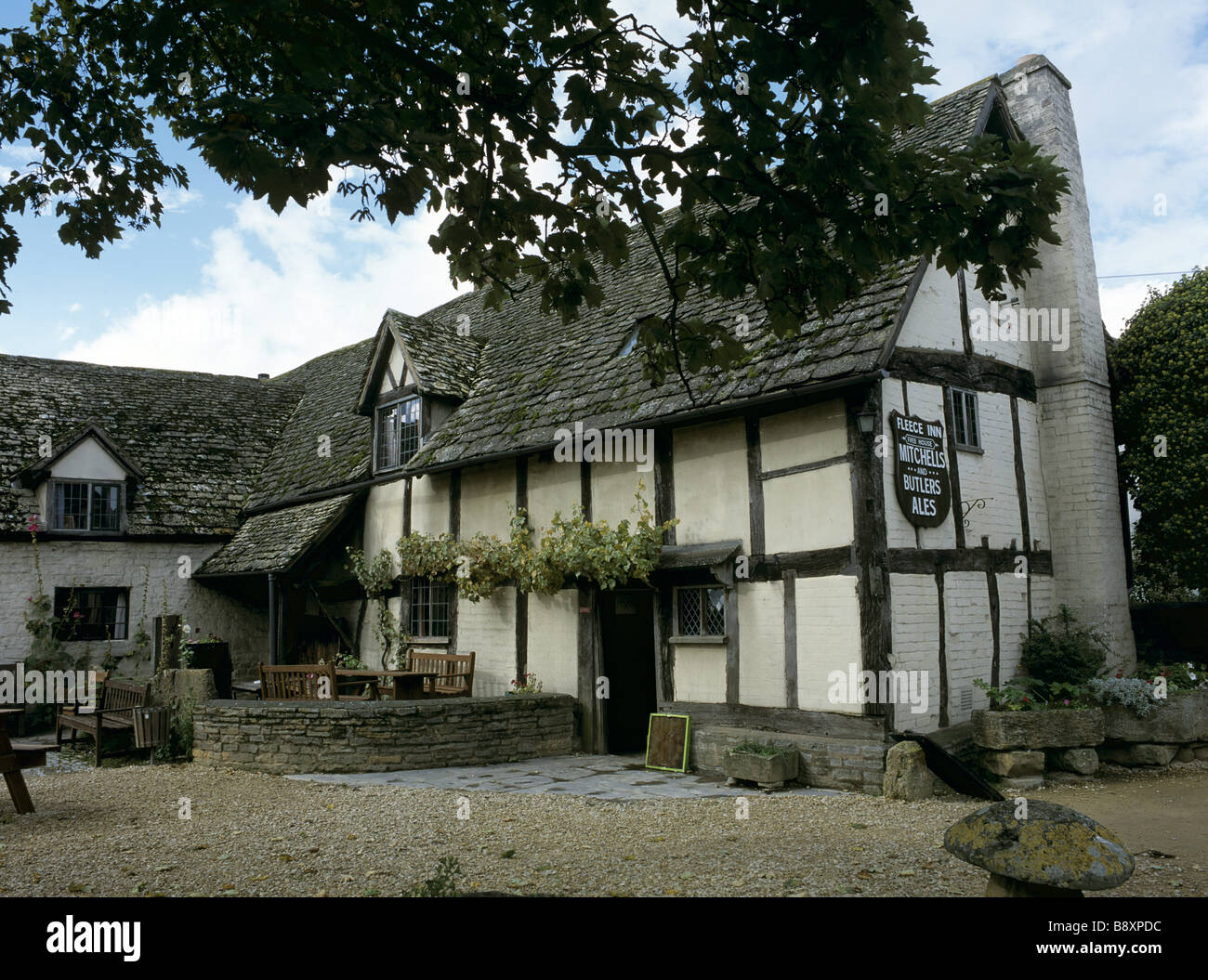 The half timbered Fleece Inn at Bretforton it is in part C14th and was ...