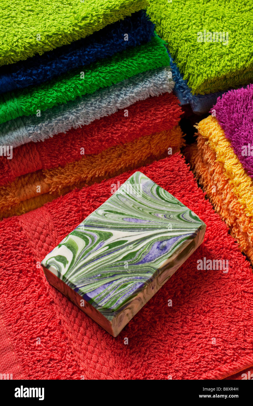 Bar soap and wash clothes Stock Photo - Alamy