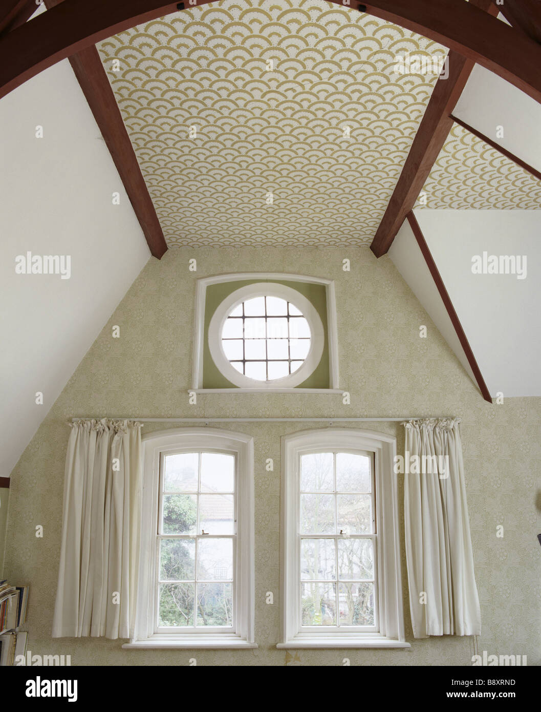 The painted ceiling of the Studio on the first floor of Red House, with ...