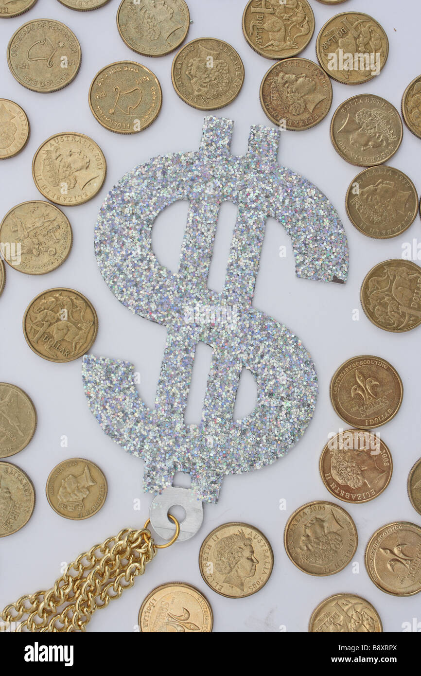 Inverted sparkling silver dollar sign hi-res stock photography and ...