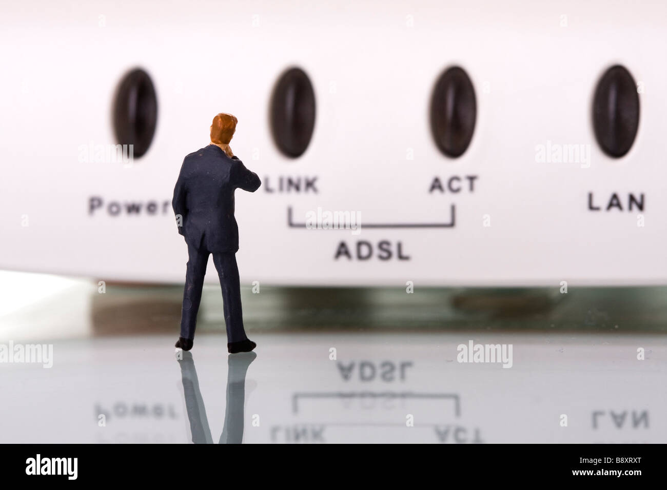 small businessman examining the internet speed selective focus Stock ...