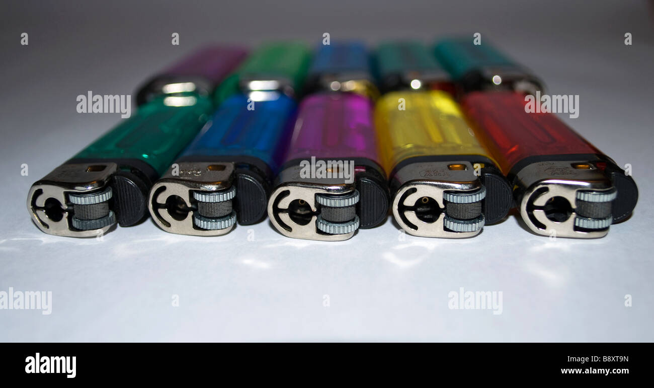 Lighters in a row 2 Stock Photo - Alamy