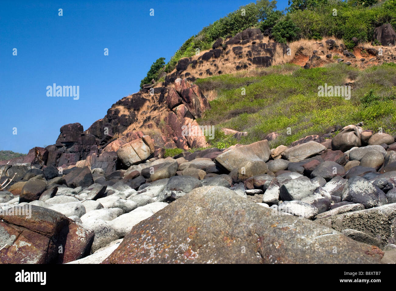 Rocky cliff coastal view Stock Photo - Alamy