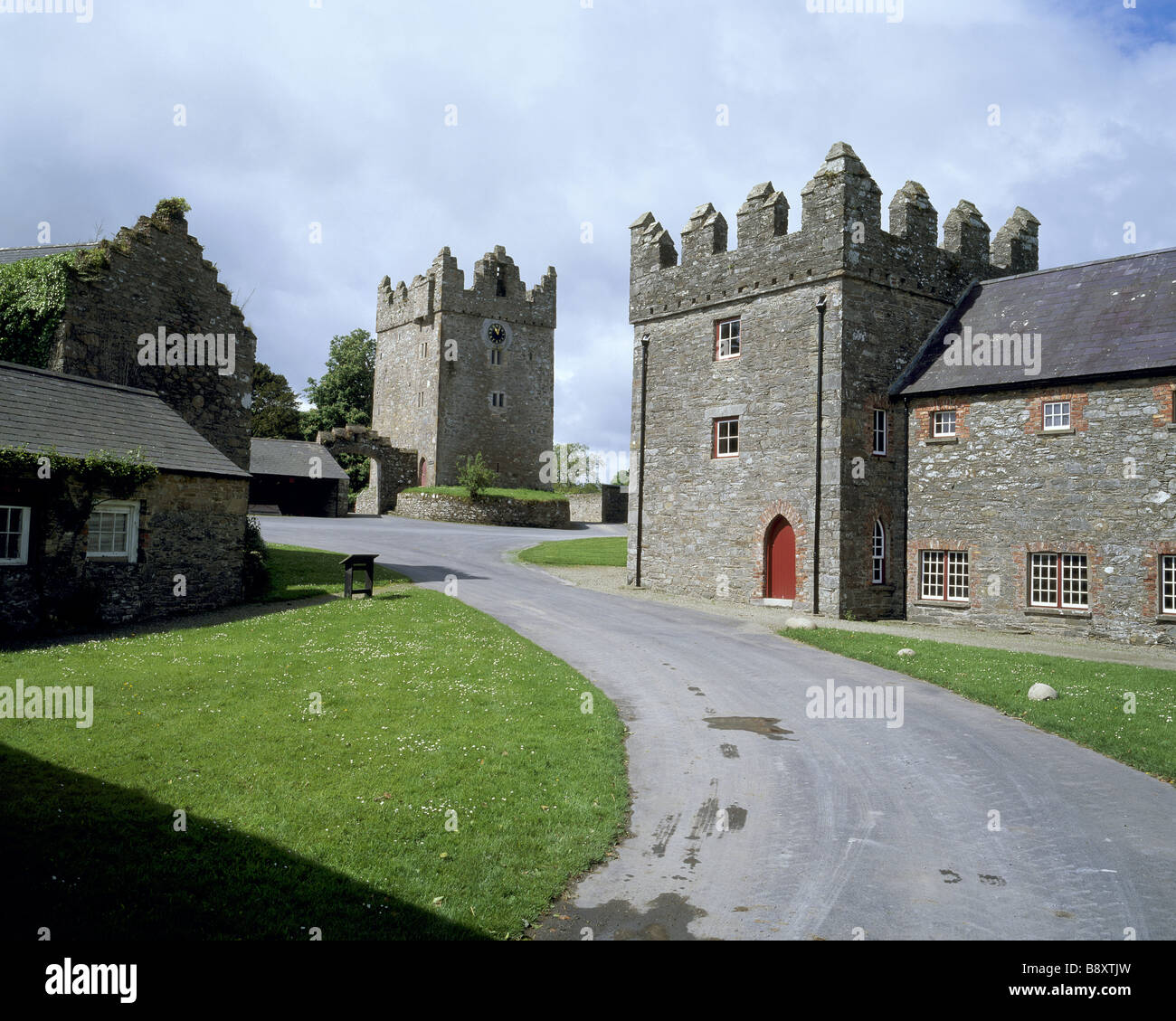 Old Castle Ward showing the clock tower in the centre and the corn mill ...
