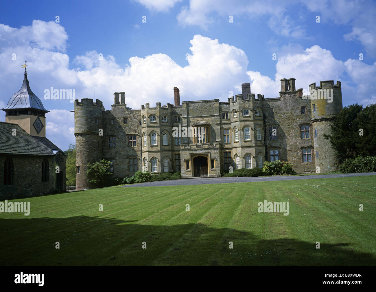 The imposing east front of Croft Castle seen across the lawn The Tower ...
