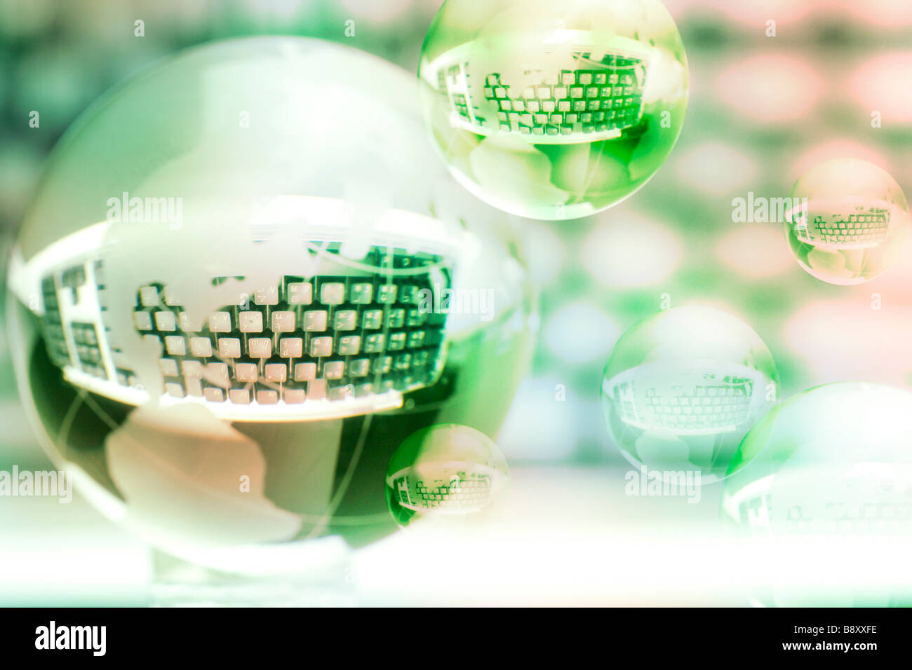 Keyboard composite in bubbles Stock Photo - Alamy