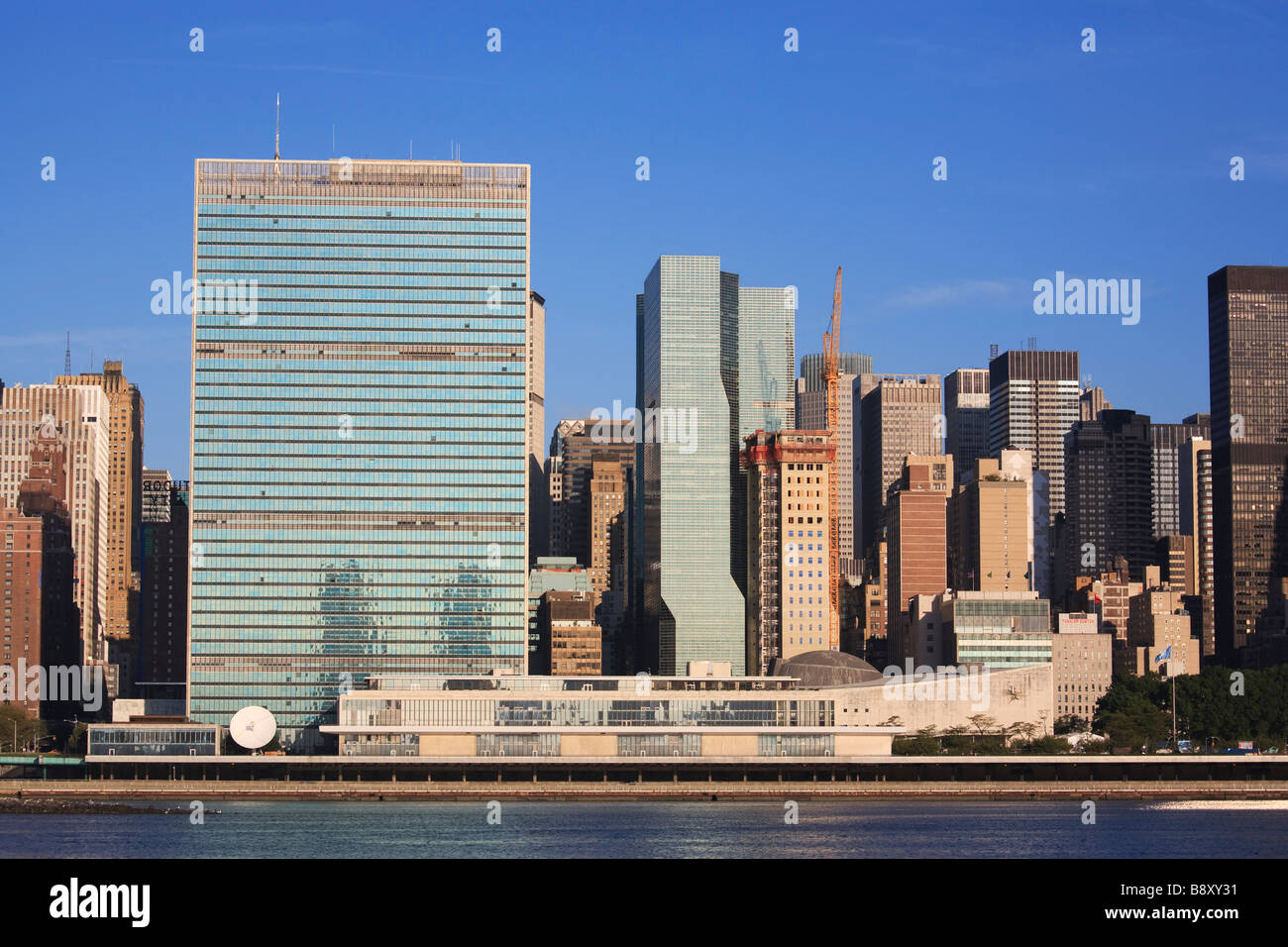 United Nations Building and headquarters complex East River view from ...