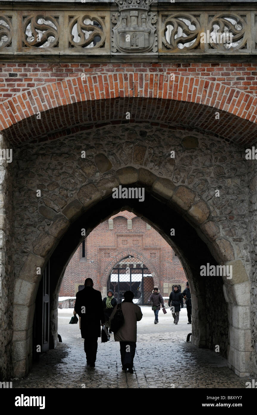 people walking through the Florianska Gate Brama Florianska defence ...