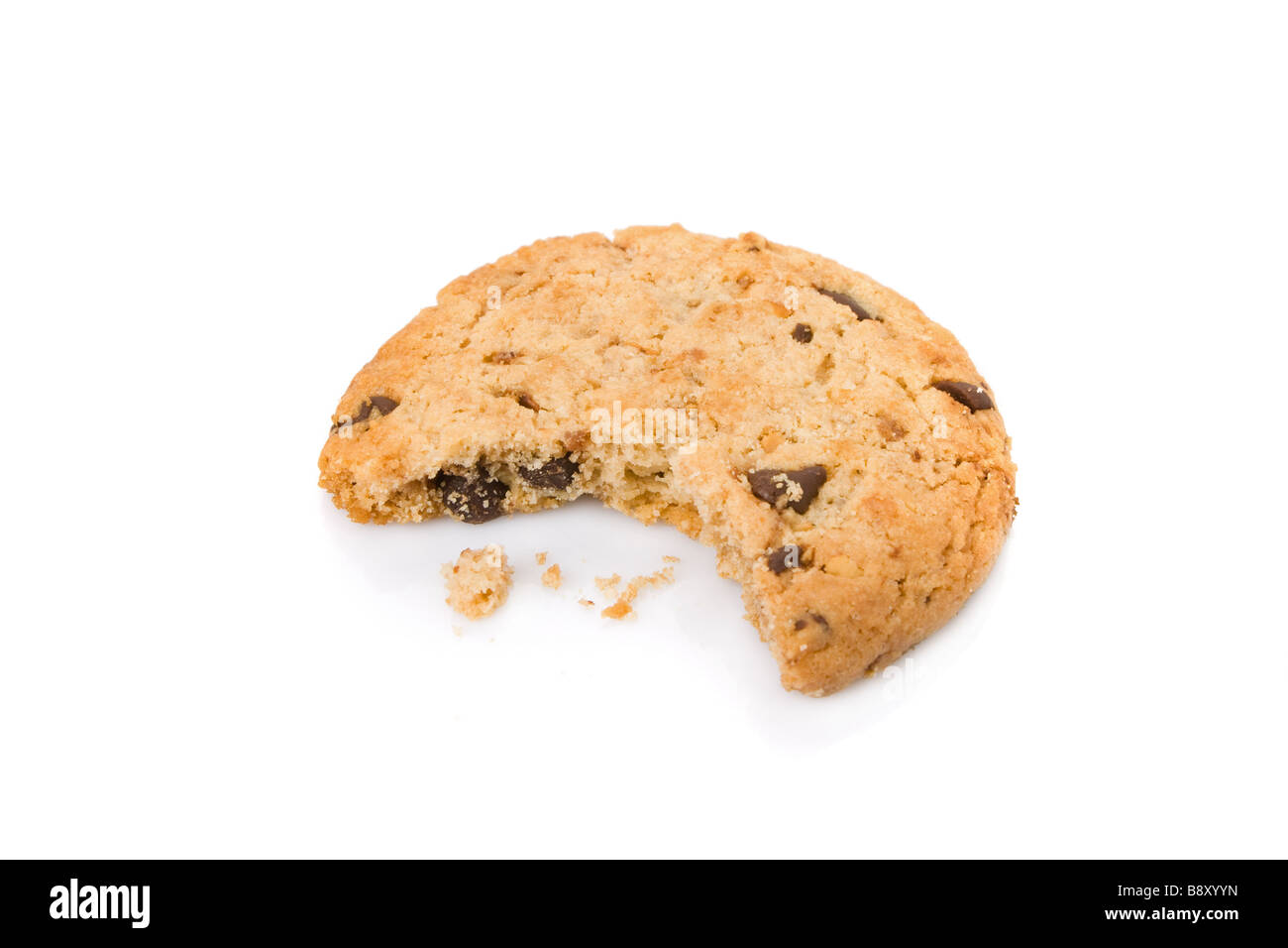 Bitten chocolate chip cookie isolated on white background Stock Photo ...