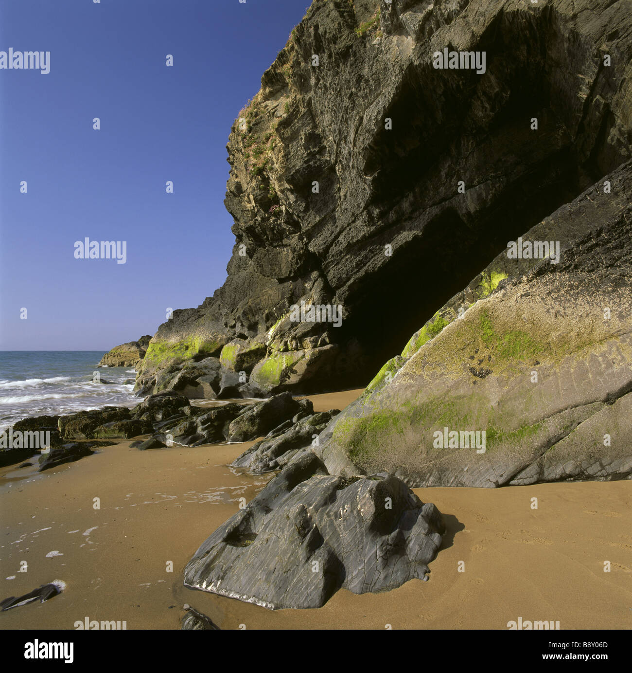 The north east end of the beach at Penbryn From here on the cliffs ...