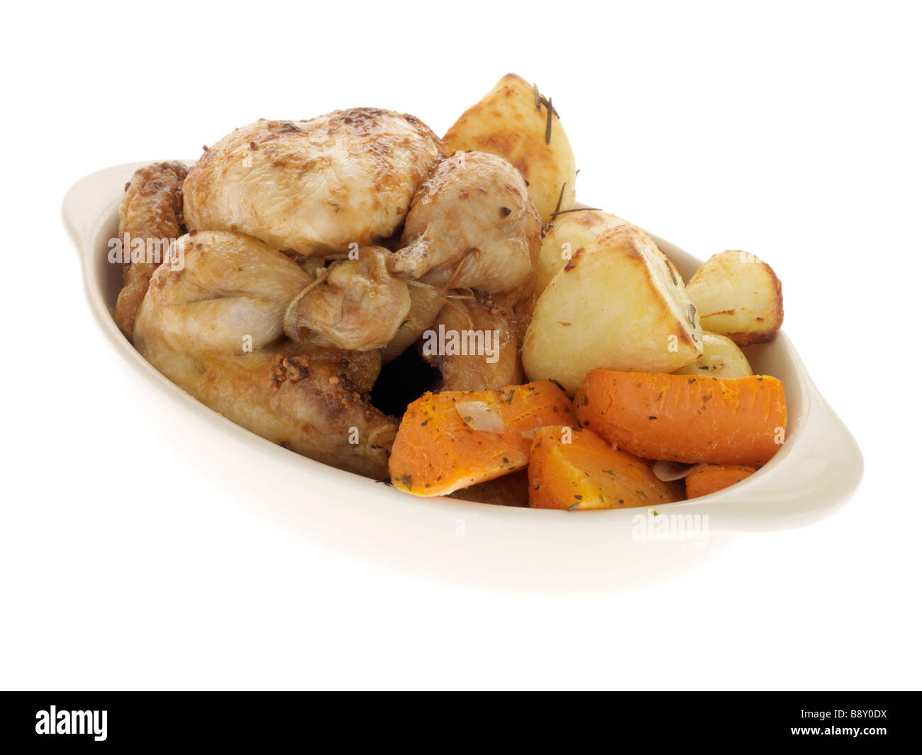 Fresh Authentic Rustic Roast Chicken With Vegetables Meal Isolated ...