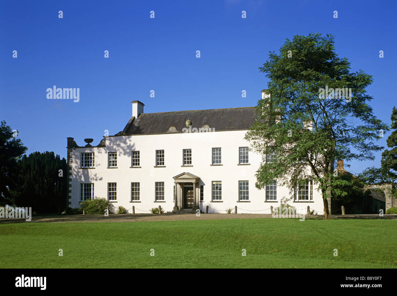 The facade of Ardress House which is an elegant 17th century farmhouse ...