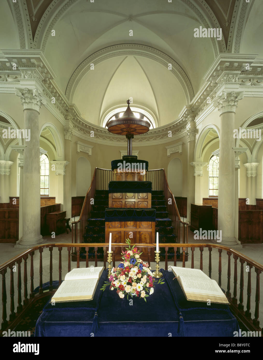The early C19th three decker pulpit of cherrywood viewed from the the ...