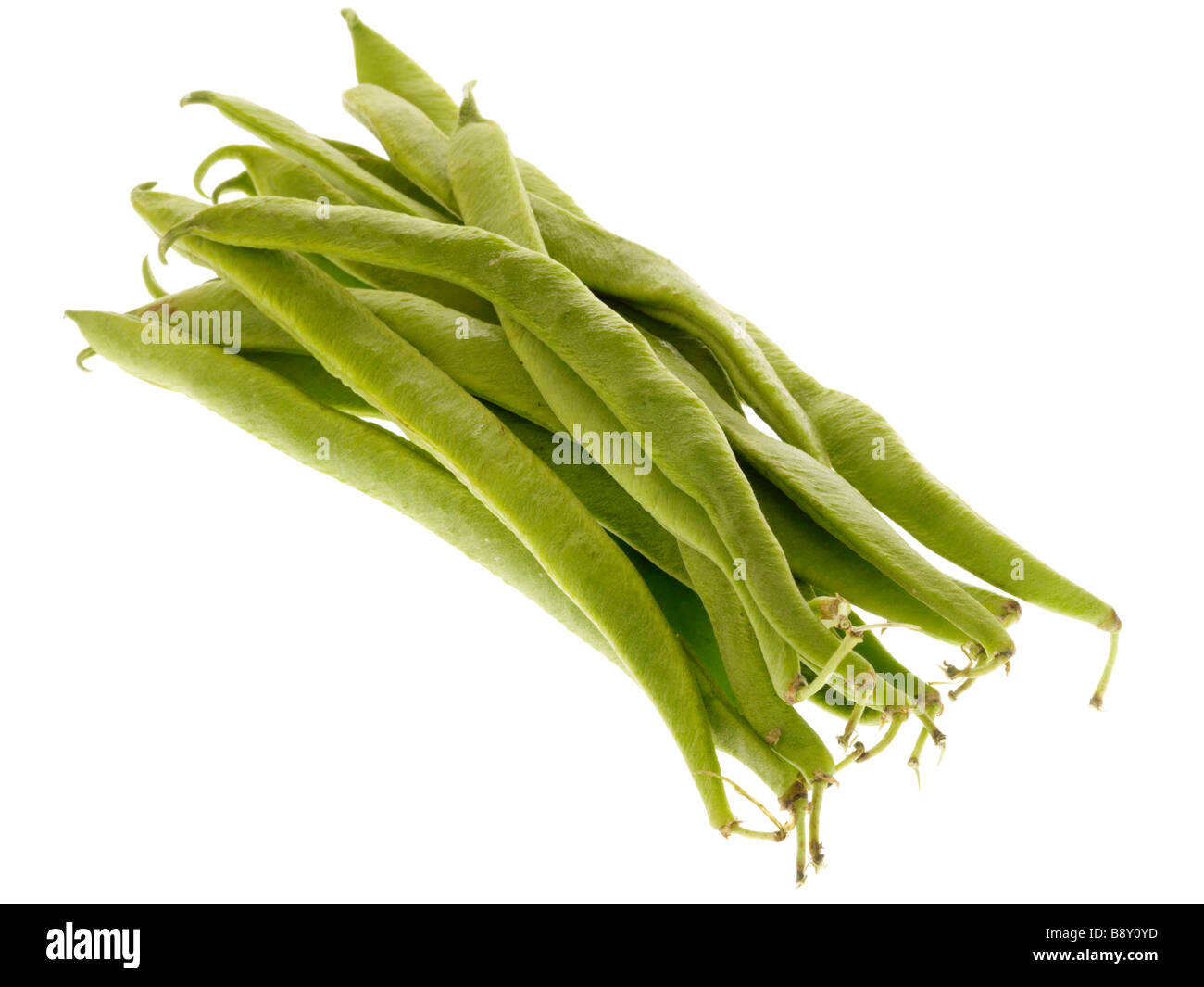 Fresh Healthy Green Runner Beans Vegetable Isolated Against A White ...