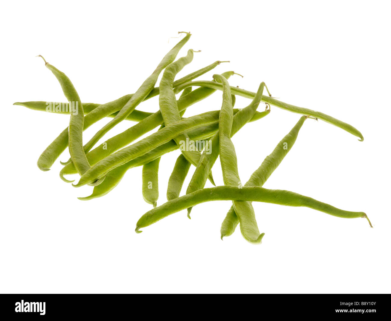 Fresh Healthy Green Runner Beans Vegetable Isolated Against A White ...
