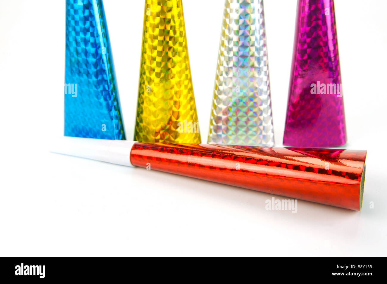 Party squawkers isolated against a white background Stock Photo - Alamy
