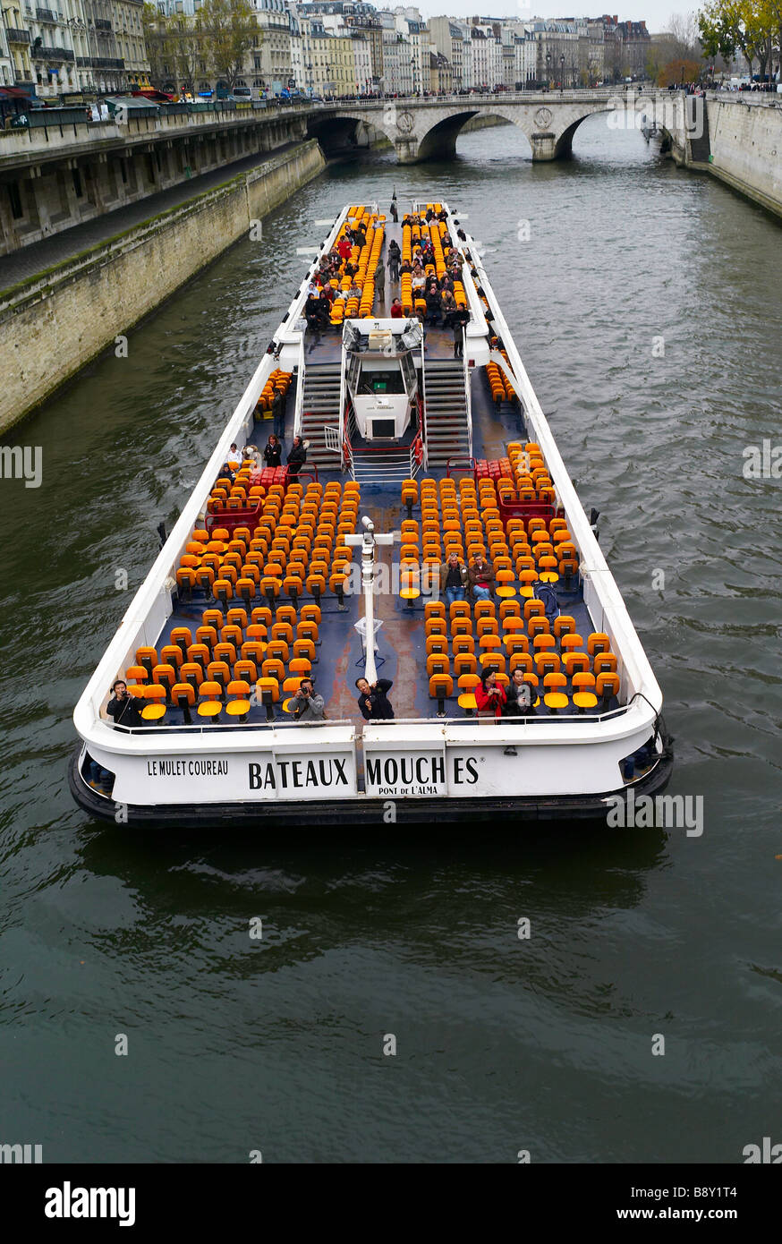 A tourist ferry on the Seine in Paris France Stock Photo - Alamy