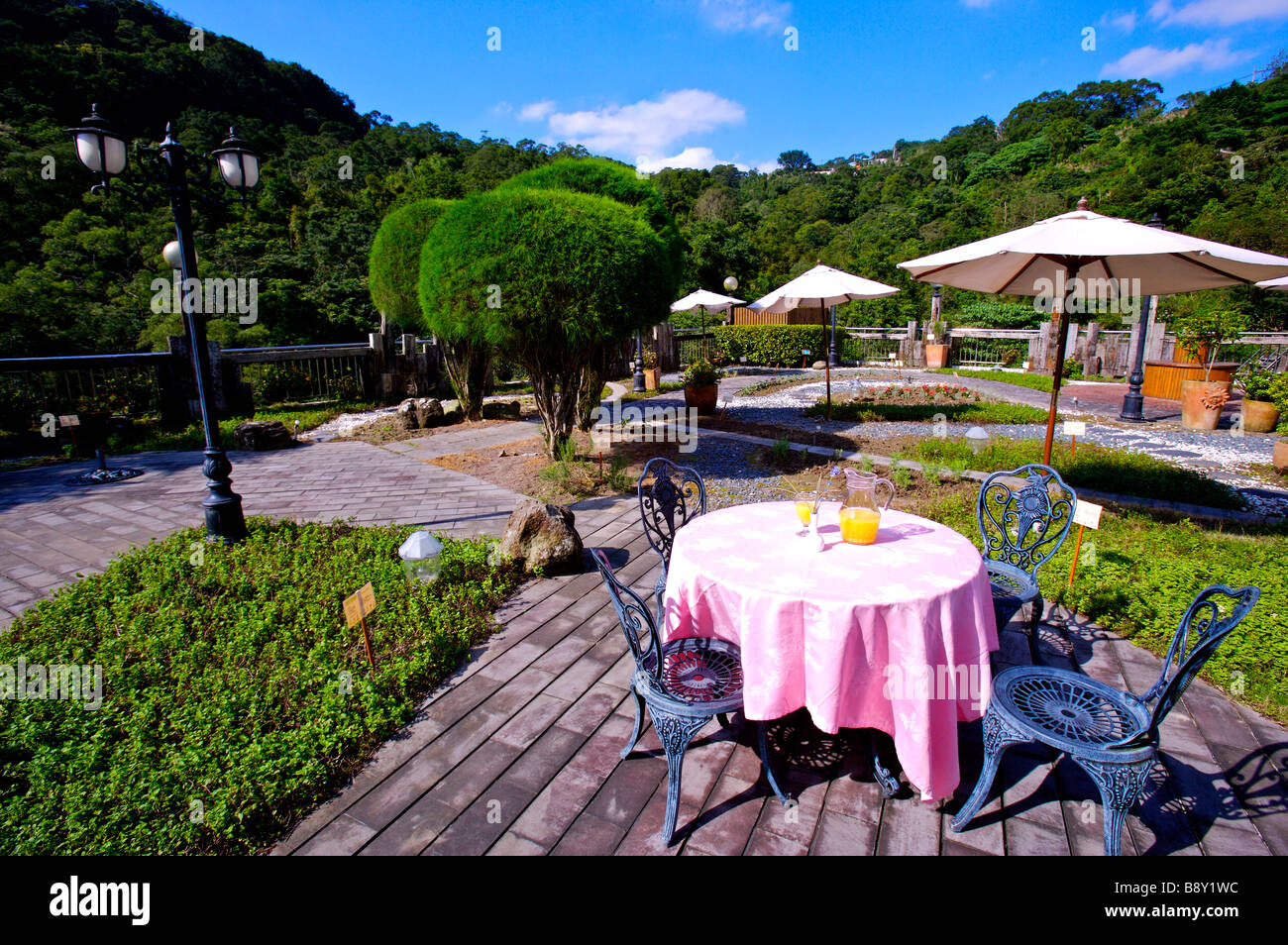 Beautiful scenery and outdoor space of modern style in a garden ...