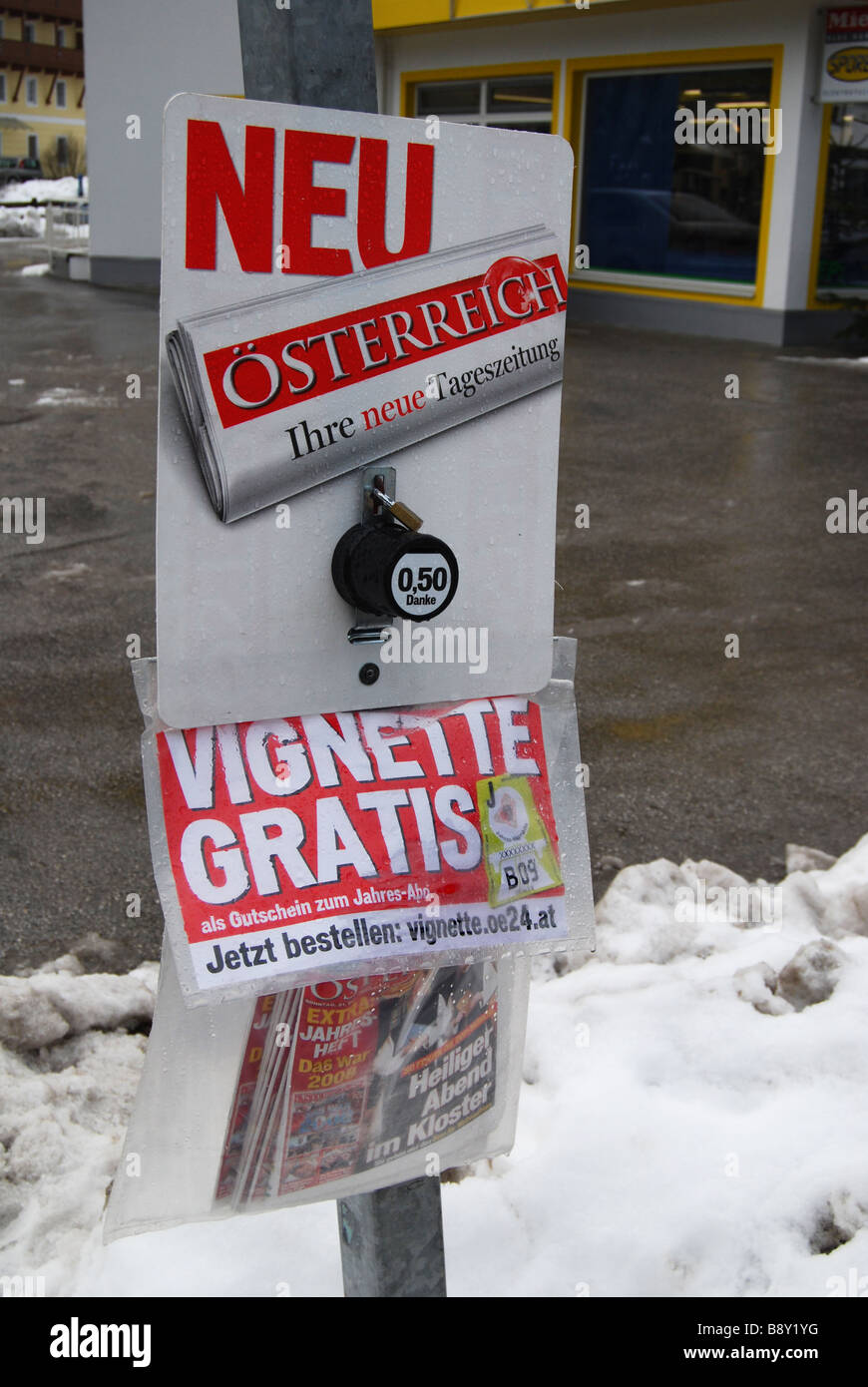 stand promoting Austrian newspaper Stock Photo - Alamy