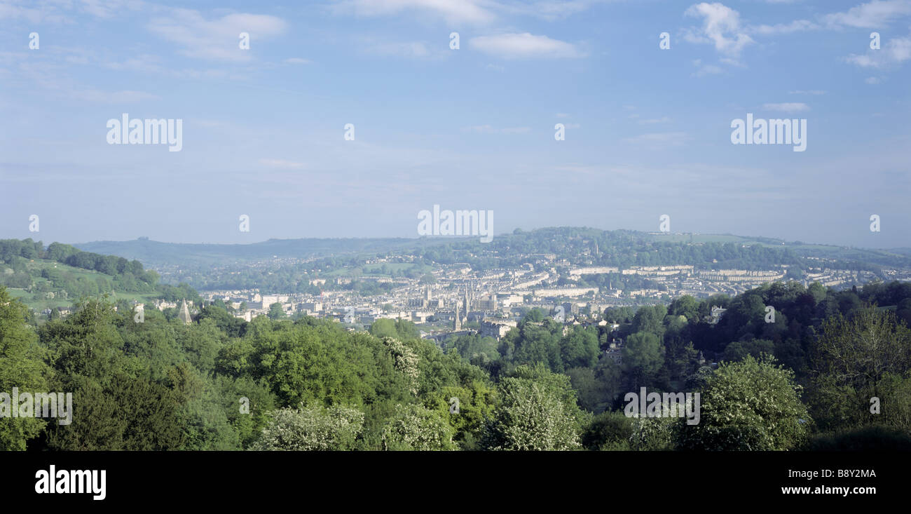Long view from the new viewpoint at Prior Park with the Bath skyline ...