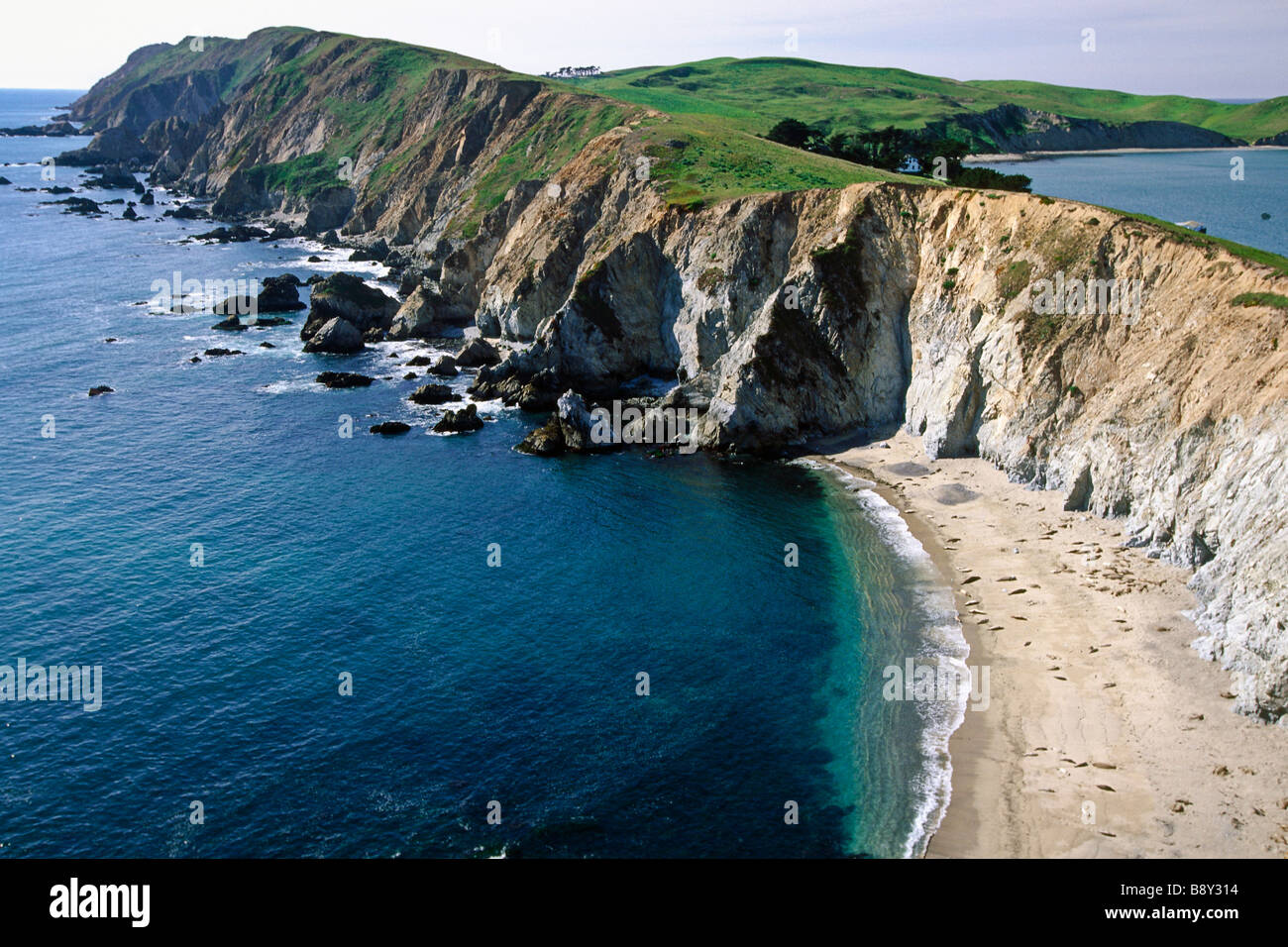 High angle view of a coastline, Chimney Rock, Point Reyes National ...